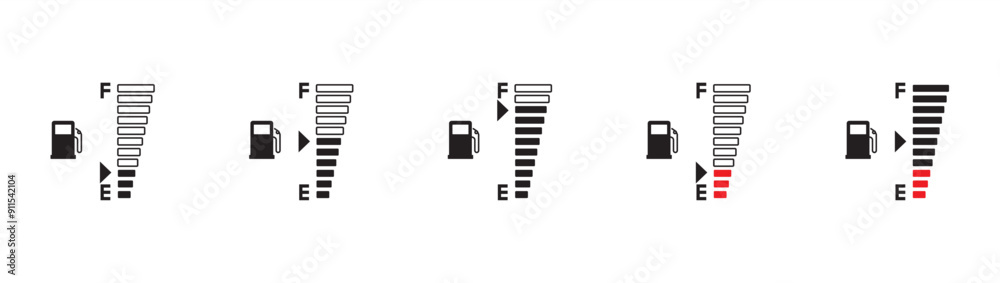 Simple digital indicator of vehicle fuel, Flat icons of full and empty ...
