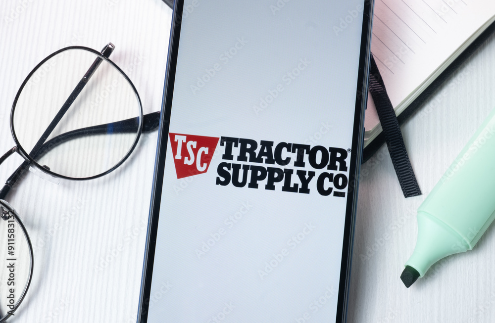New York, USA - 1 August 2024: Tractor Supply TSC Logo on Phone Screen ...