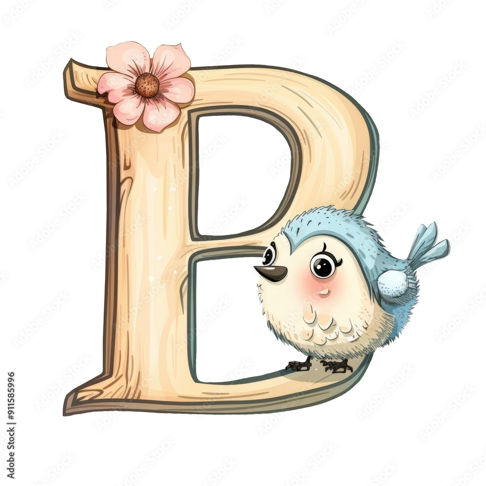 Alphabet letter B for cute bird on transparent png background. Clip art ...