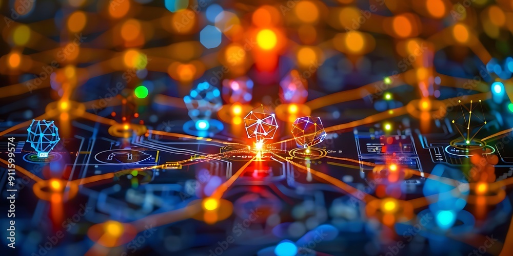 CRM Hub of Connectivity, central hub with interconnected lines ...