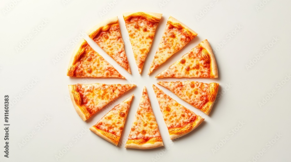 Pizza slices arranged in a circular gradient pattern Stock Photo ...