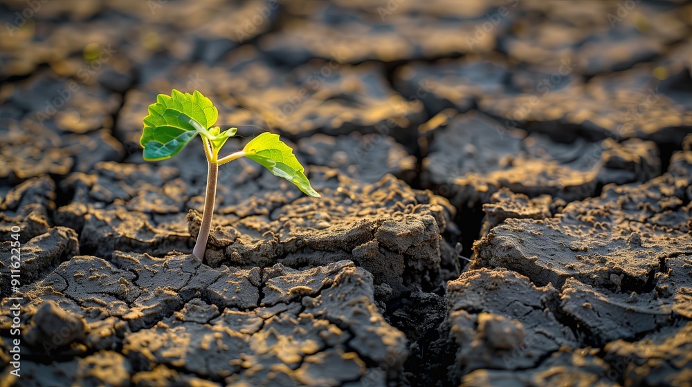 editorial , A cracked and barren field with a single, struggling plant ...