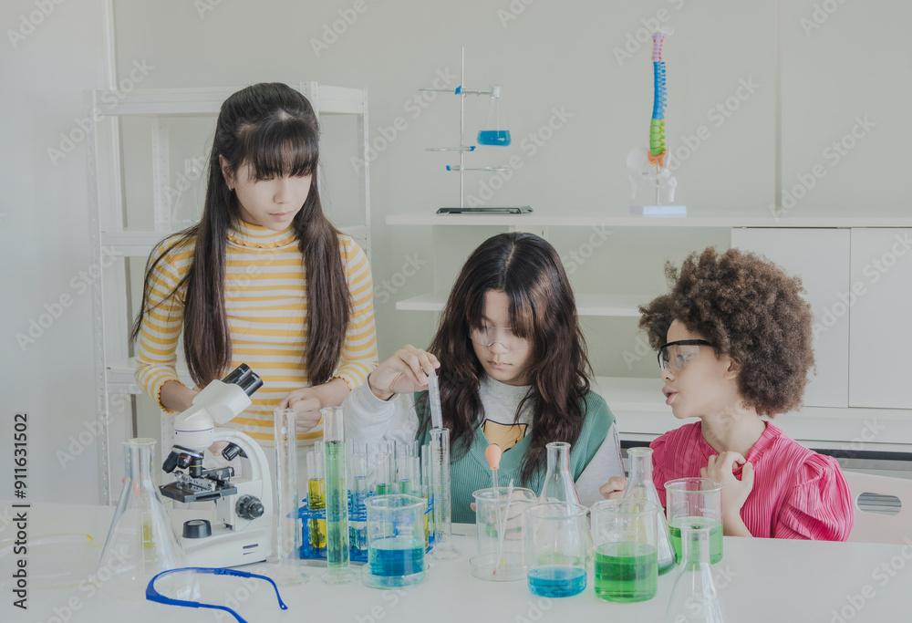 Portrait child kid girl asian young student tree people team group ...