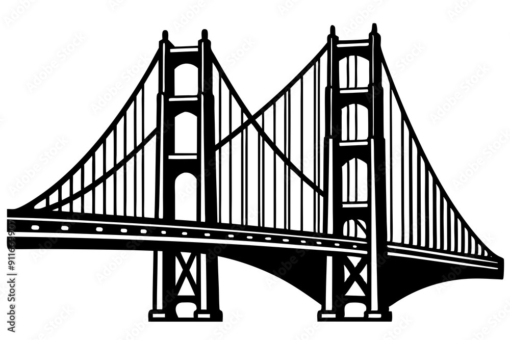 Golden gate bridge silhouette. bridge vector silhouette illustration ...