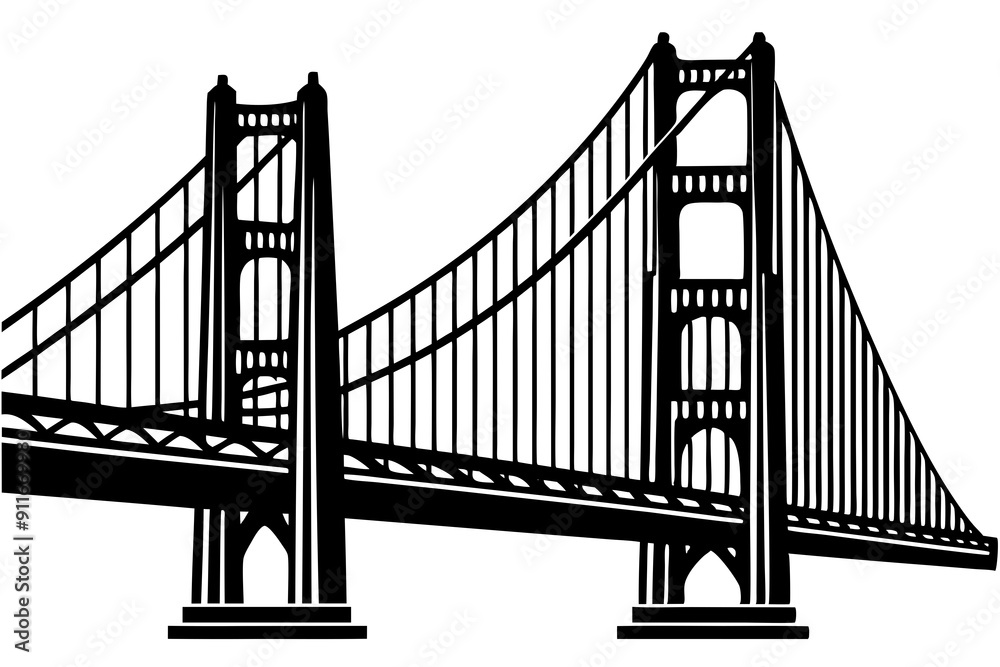 Golden gate bridge silhouette. bridge vector silhouette illustration ...