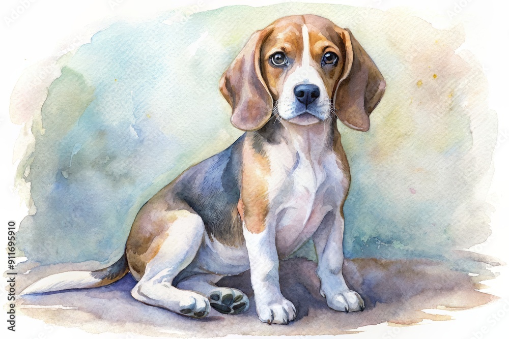 Adorable beagle dog posing in various positions, including sitting ...
