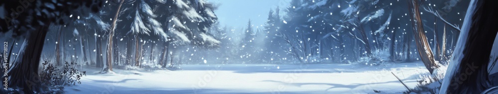 Winter's Hush: A High-Definition Hand-Drawn Illustration of Nature's ...