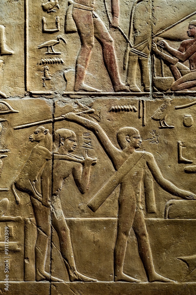 Ancient Egyptian hieroglyphics on stone wall, cultural heritage Stock ...