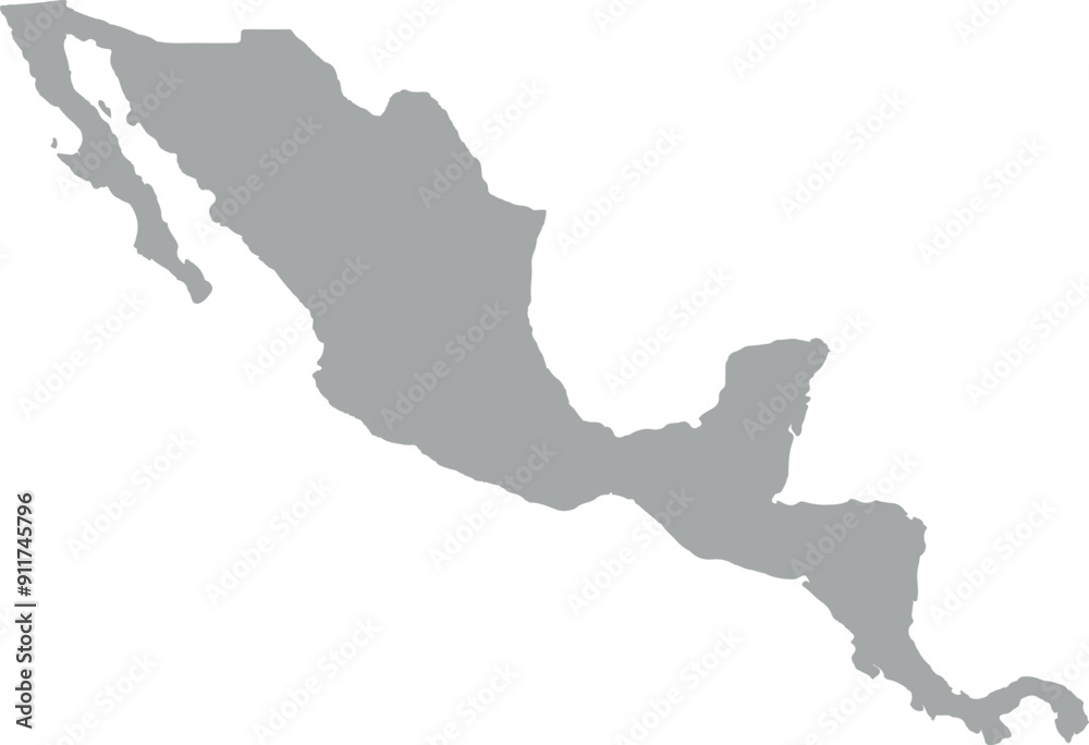 Mexico map. High-detailed map of Mexico in gray color on a white ...