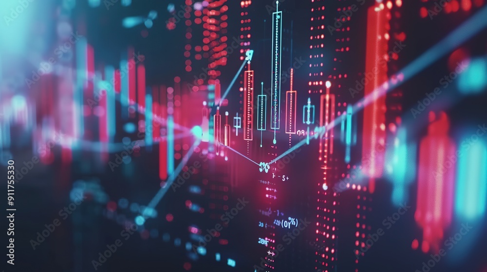 Stock market abstract finance background with graph, chart bars and ...