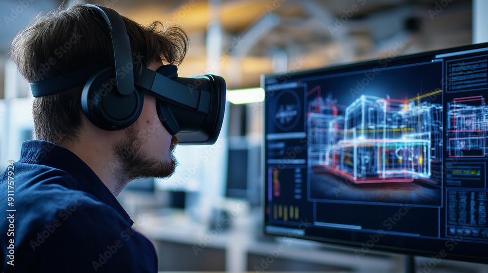 High-tech analysis of energy efficiency using VR, with a consultant ...