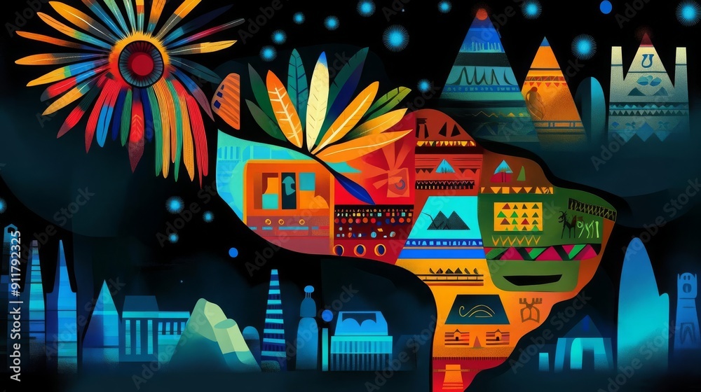 World Indigenous Day Abstract Background Indigenous land map ...