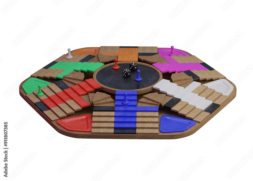 3d illustration of six player Ludo game. Vector ludo game board. Ludo ...