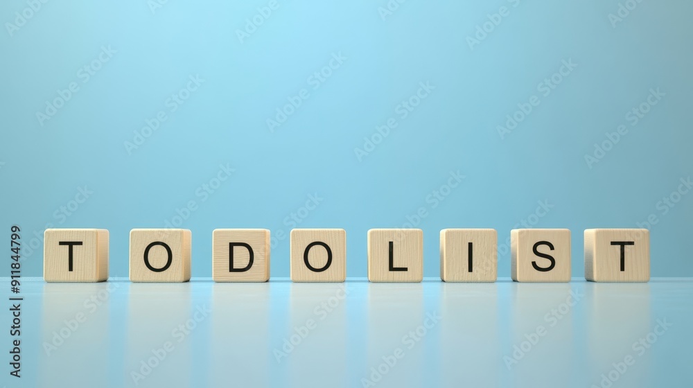 Time management concept, To do list cube wooden block on blue ...