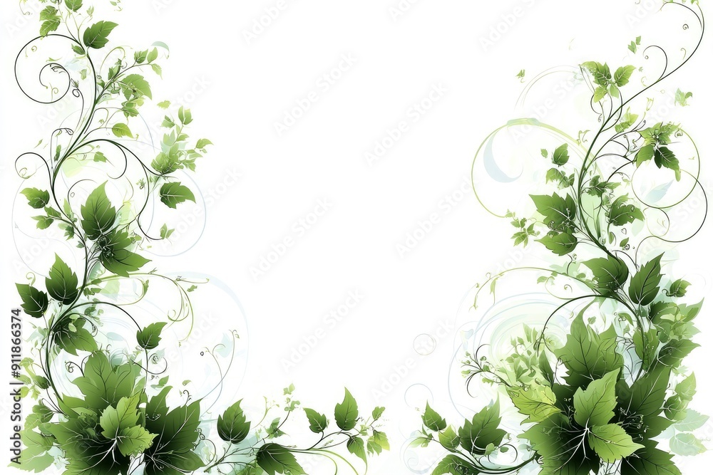 Green Vine Floral Border Design Stock Illustration | Adobe Stock