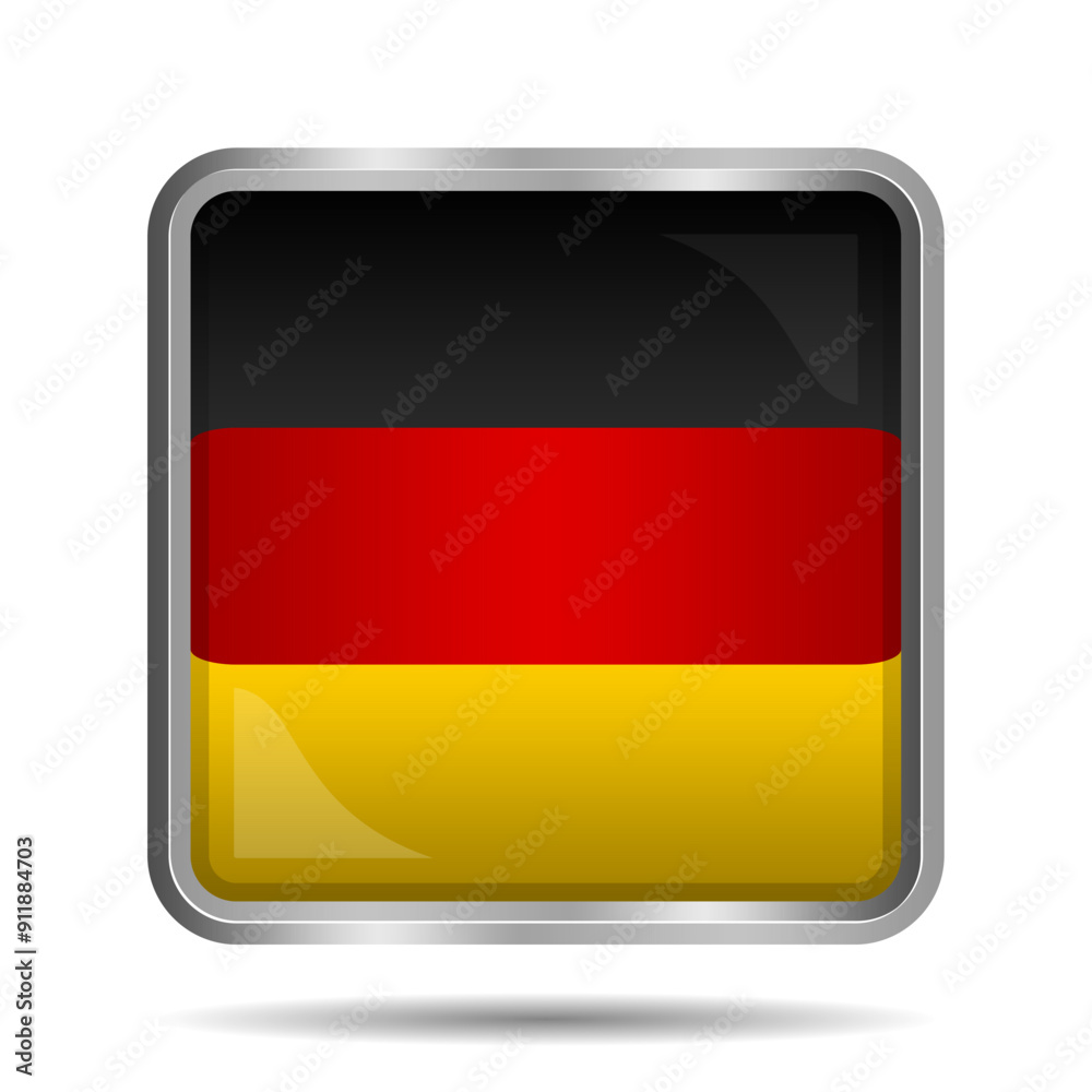 Germany Flag 3D Glossy Vector Illustration, Rectangular or Square Shape ...