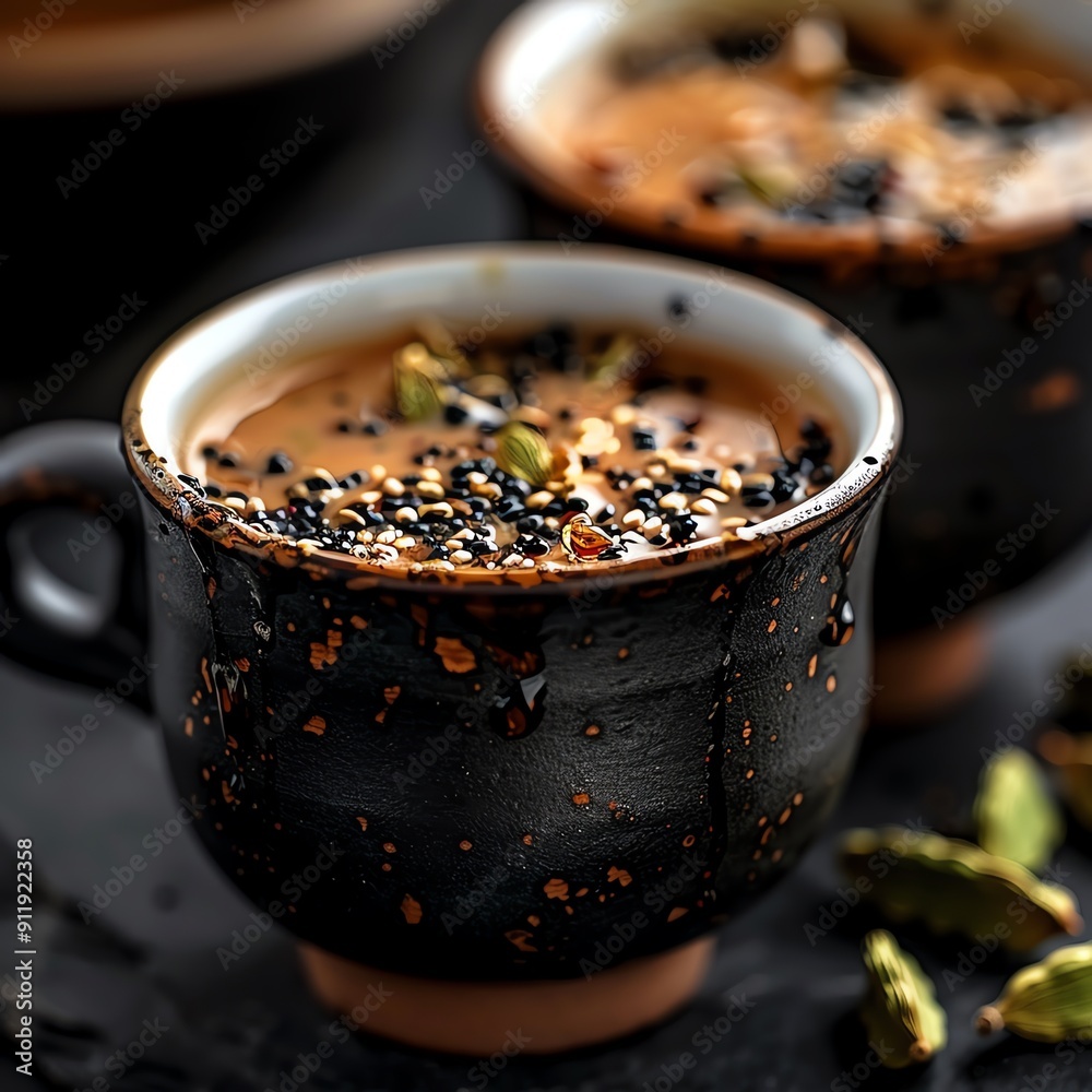 Exclusive Indian black cardamom tea with natural organic honey, served ...
