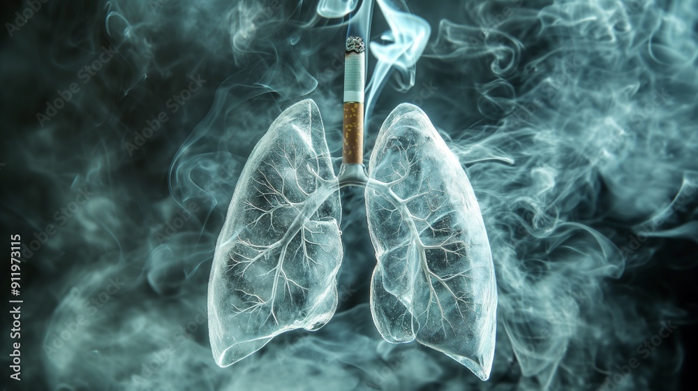 Dangerous cigarette smoke causes damage to lungs. Lung disease from ...