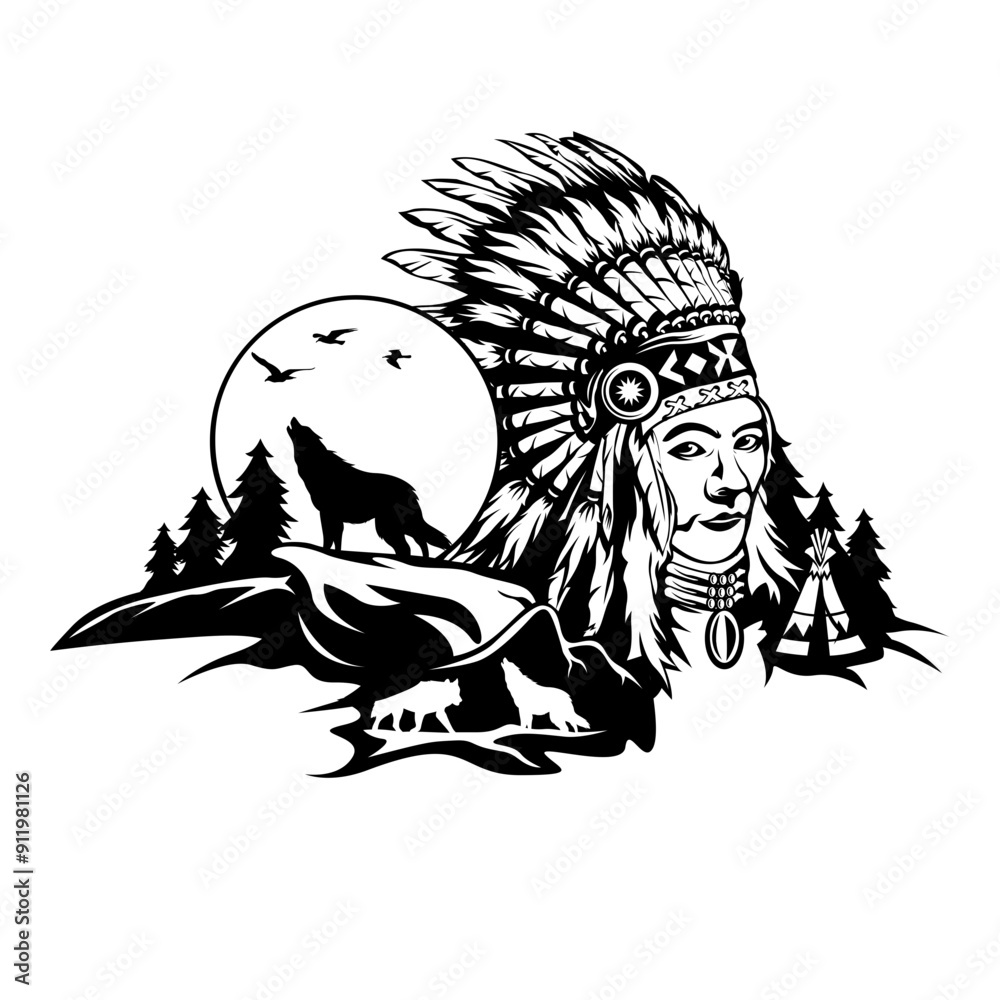 Native American Man | Nature Scene | Howling Wolf | Native Man | Teepee ...