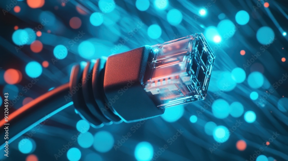 Electric cable background with sparks and bare wires. Fiber optics ...