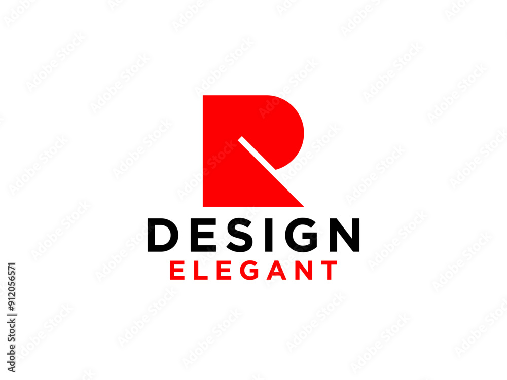 Abstract Initial Letter R Logo. Red Shape Calligraphic Style isolated ...