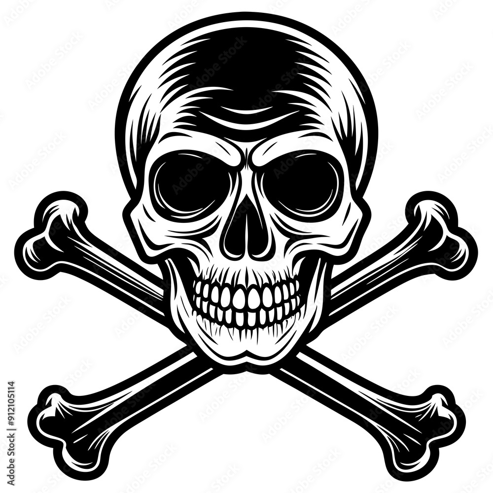 Crossing bones skull art vector illustration Stock Vector | Adobe Stock
