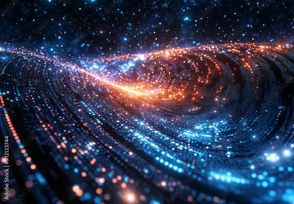 Futuristic space-themed data visualization, stars and galaxies ...