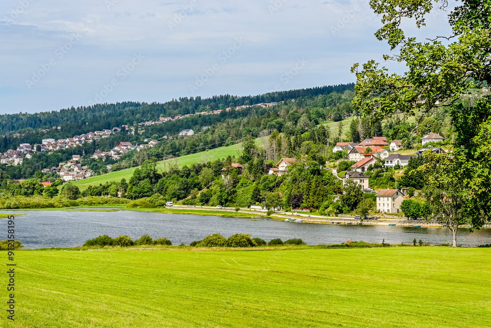 Les Brenets, le lac des Brenets, Doubs, Fluss, Hafen, Boote, Flussfahrt ...