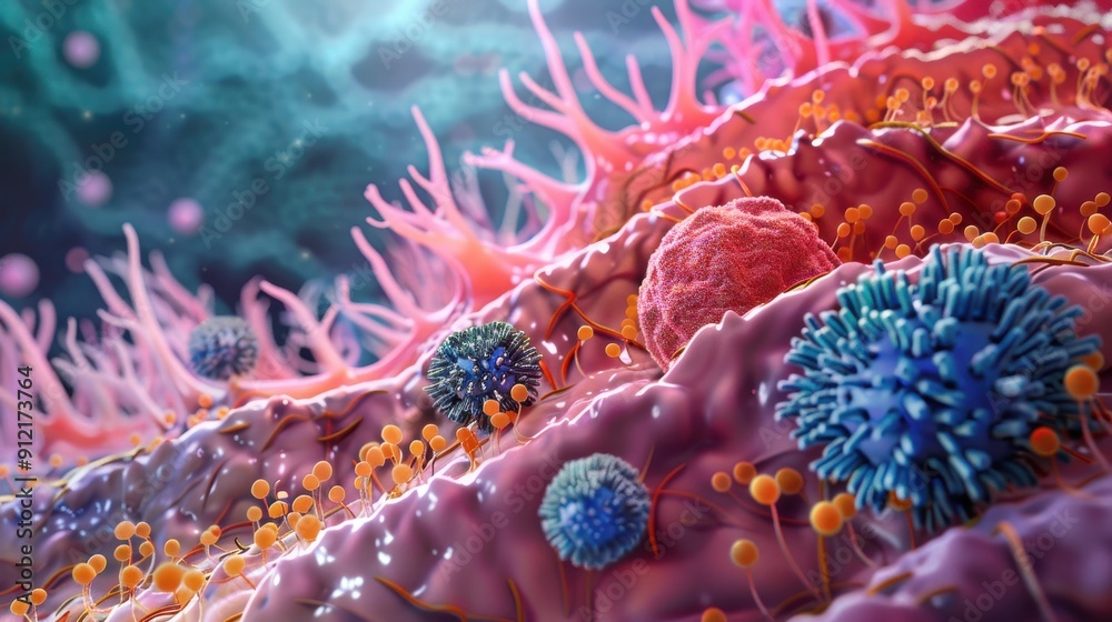 Illustrate the detailed structure of human skin cells, highlighting the ...