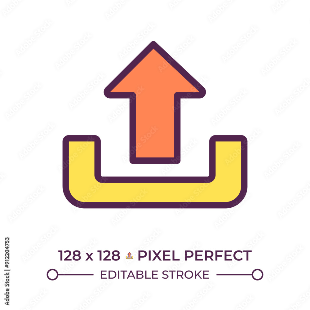 Upload RGB color icon. Upward arrow. User interface button. Data ...