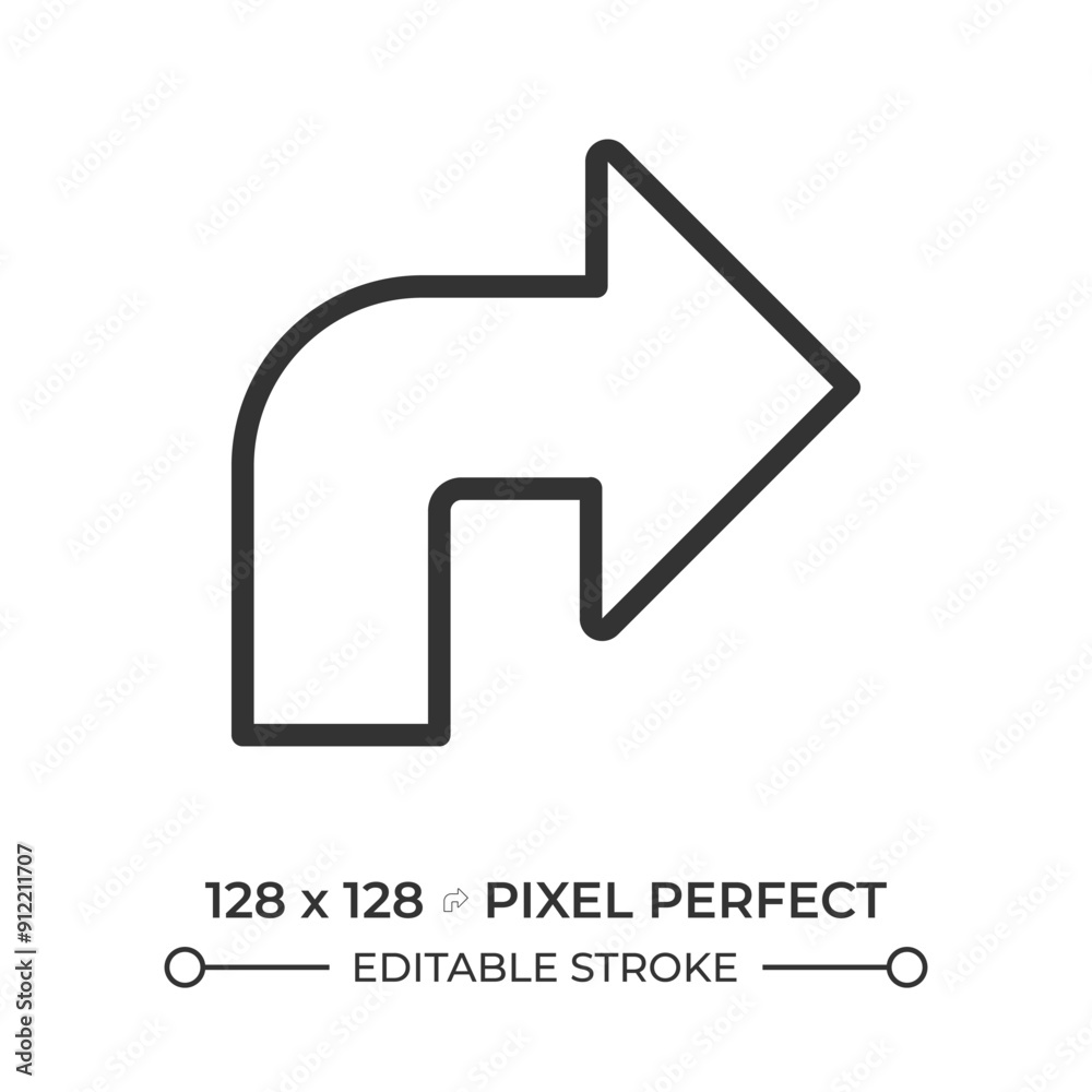 Right arrow linear icon. Symbolizing forward progress. Directional sign. Turning right ...