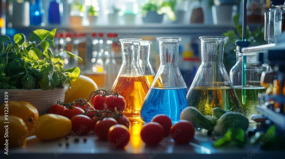 "Chemical Laboratory of Food Supply. Laboratory setting with food ...