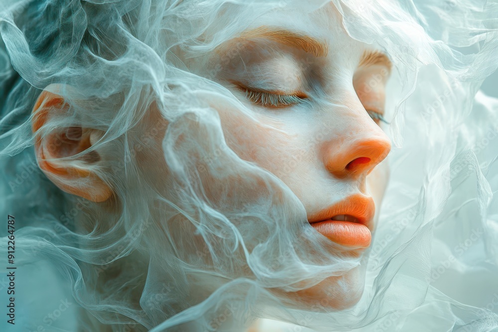 ethereal portrait series depicting translucent overlapping faces soft ...