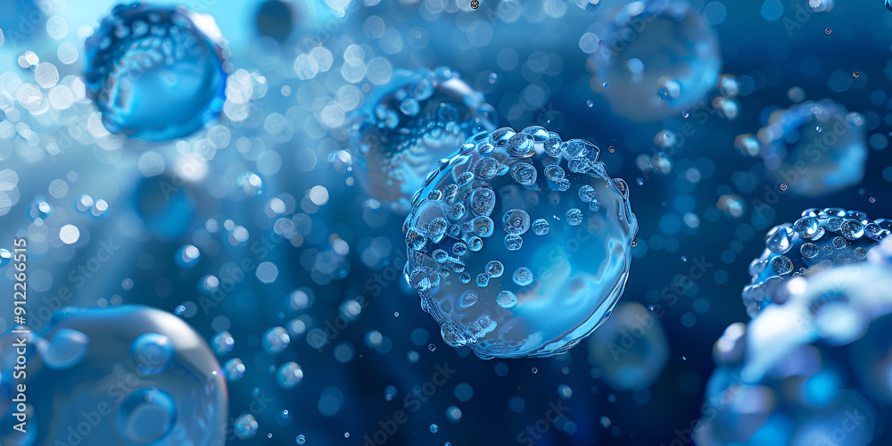 Detailed Close-Up of Water Droplets Illustrating Complex Molecular ...