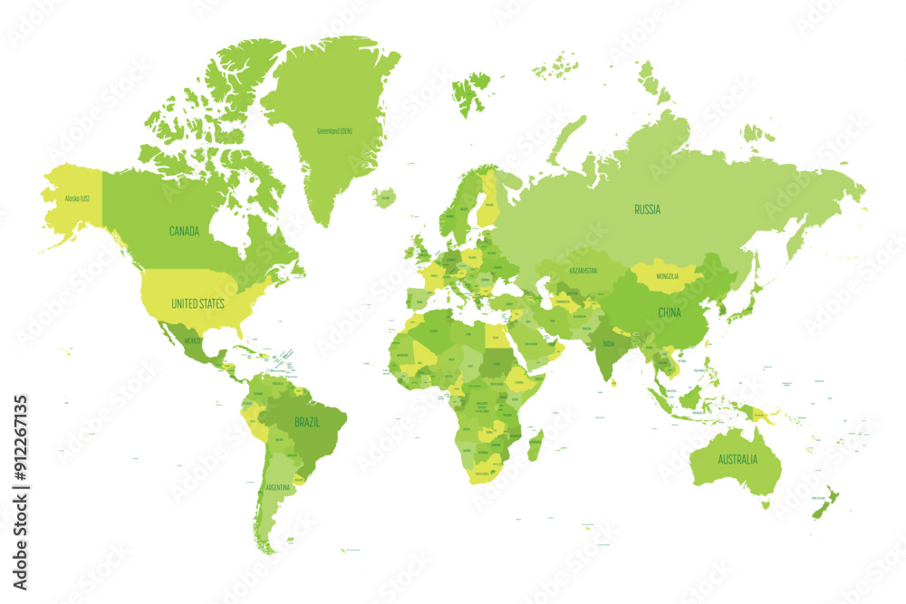 Map of World. Mercator projection. High detailed political map of ...