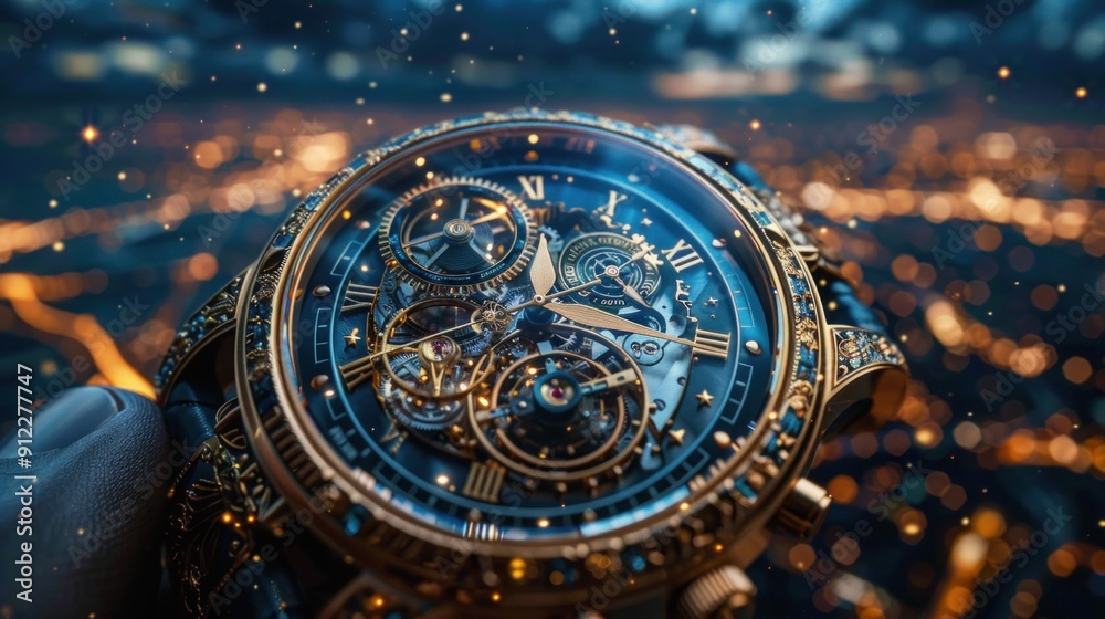 Produce a hyper-realistic ad for a luxury watch brand, showcasing the ...