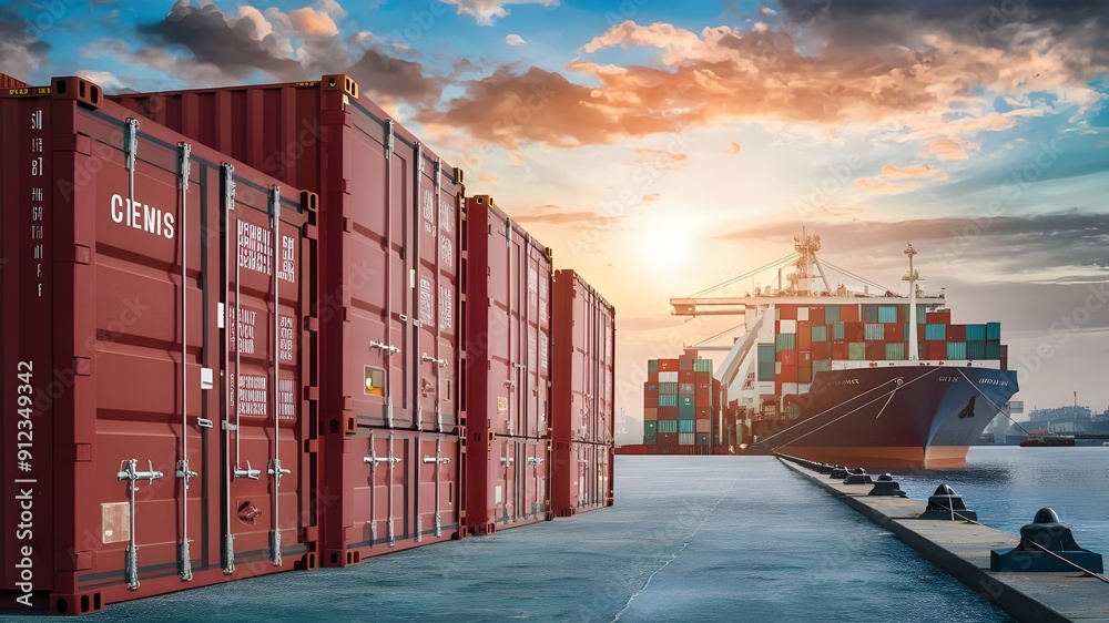 Extensive Reach of Container Shipping: Row of Cargo Containers with ...