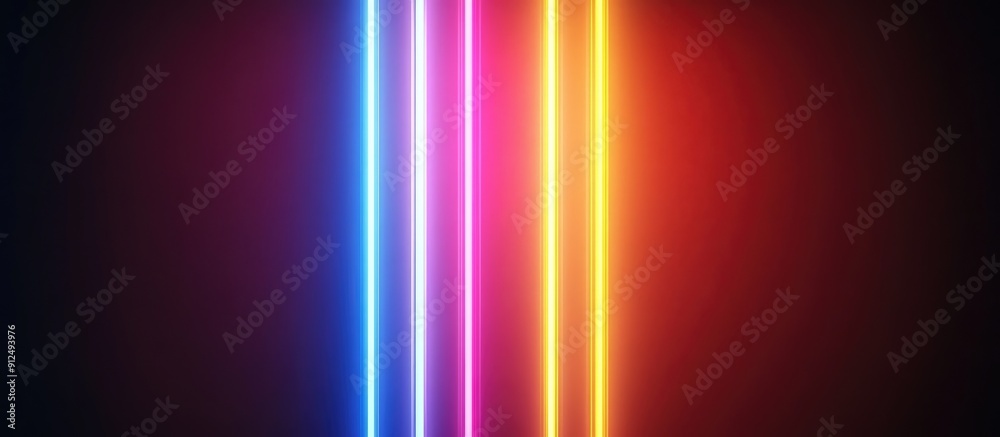 Vertical Neon Line with Vibrant Flashing Effects on a Dark Background ...