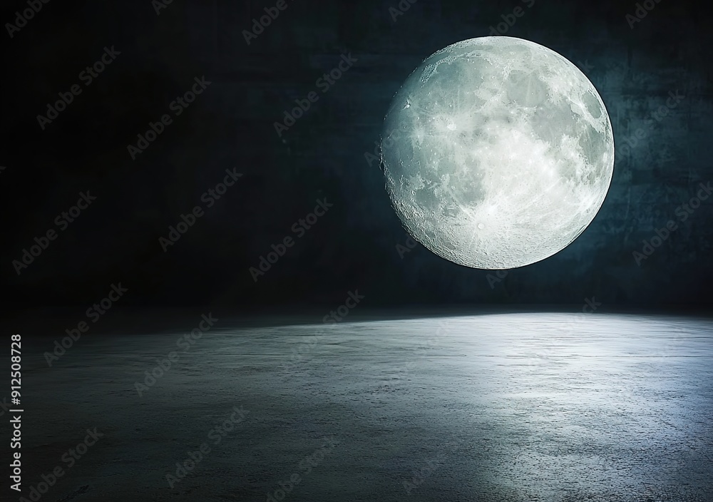 The moon is shining, the sky has dark clouds and mist around it, the ...