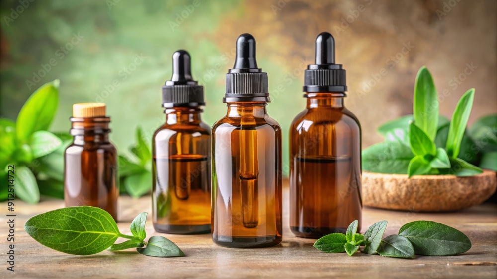 Natural and earthy aromatherapy essentials featuring brown and green ...