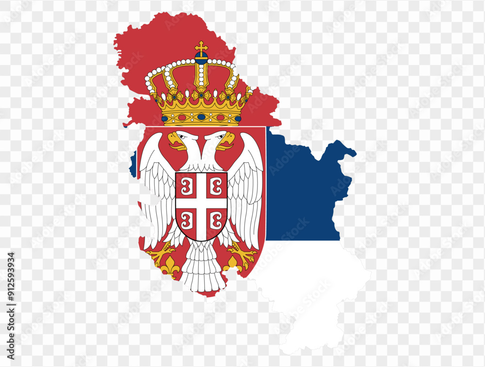 Serbia flag map flag isolated on png or transparent background vector ...