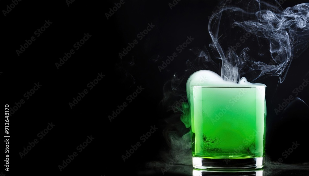 Magic potion. Elixir drink. Mystery green liquid. Magical poison drink ...