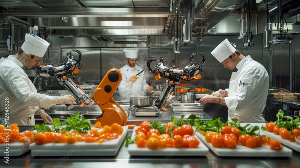 Automated kitchen prototype, chefs collaborating with robotics ...