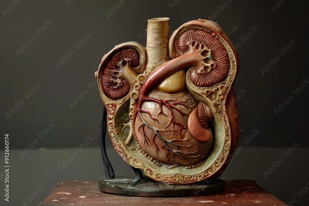 Detailed anatomical model showing the internal structure of human ...