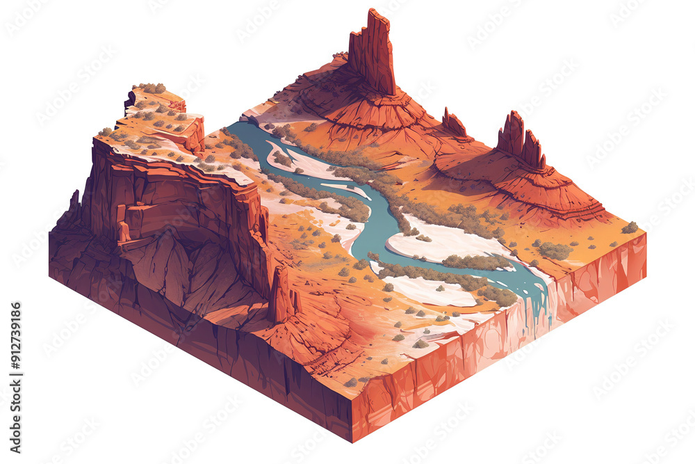 Isometric canyon terrain. Illustration isolated on transparent ...