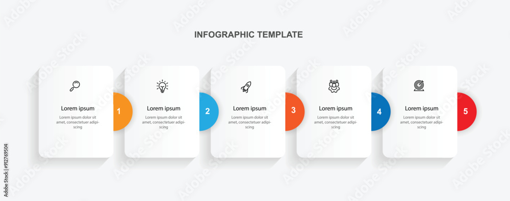 Infographic template form with 5 steps concept can be used for workflow ...