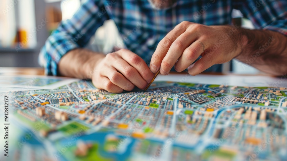 An urban planner using GIS mapping tools to visualize urban growth ...