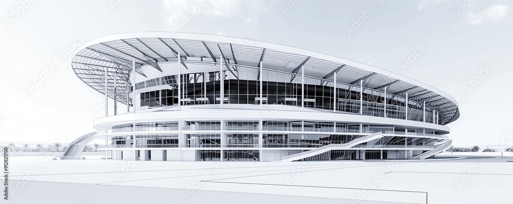 CAD drawing of a sports stadium, largescale project Robust and detailed ...