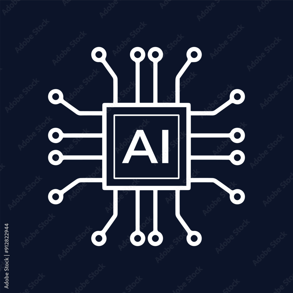 Artificial intelligence AI Chip Icon Logo vector icon sign for graphic ...