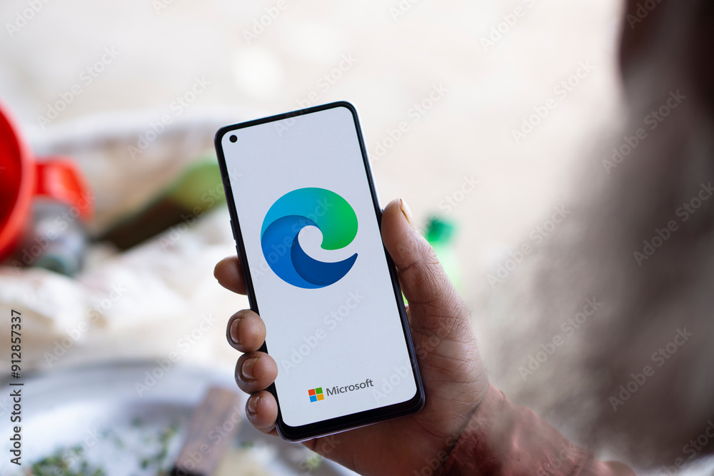 Dhaka, Bangladesh- 07 Aug 2024: Microsoft Edge logo is displayed on ...